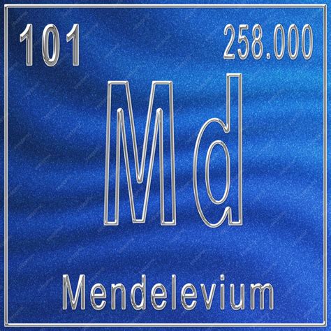 Elemento Químico Mendelevio Signo Con Número Atómico Y Peso Atómico