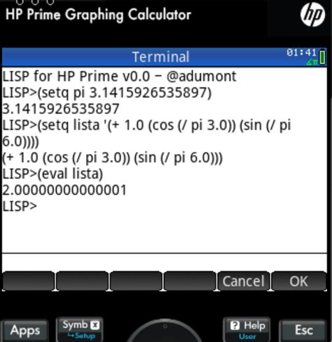 lisp on the hp prime r calculators