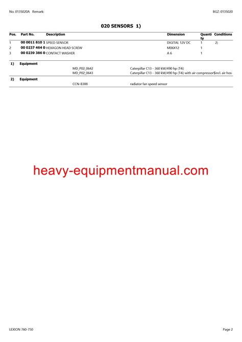 Pdf Claas 760 750 Lexion Combine Parts Manual Heavy Equipment Manual