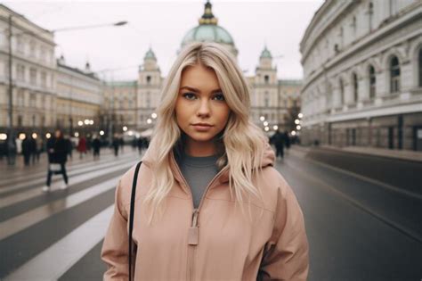 Beautiful Girl In The City Premium Ai Generated Image