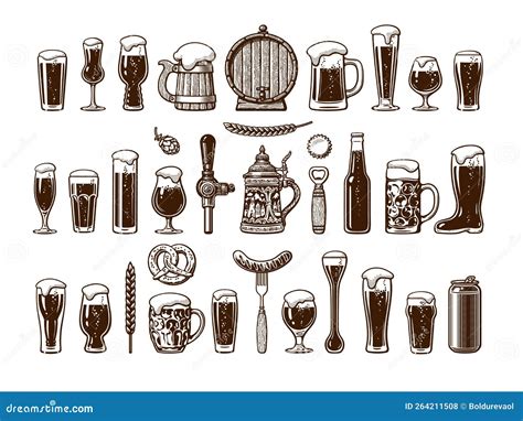 Big Vintage Set Of Beer Objects Various Types Of Beer Glasses And Mugs