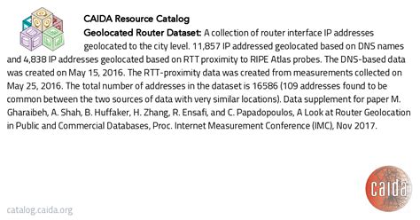 CAIDA Resource Catalog