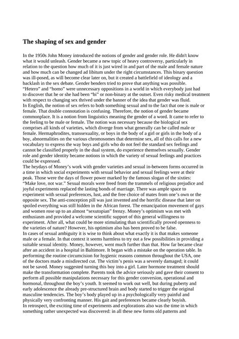 Pdf The Shaping Of Sex And Gender
