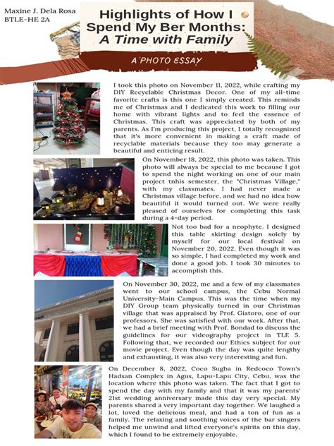 Maxine Dela Rosa Performance No1 Photo Essay Ms Word Pdf