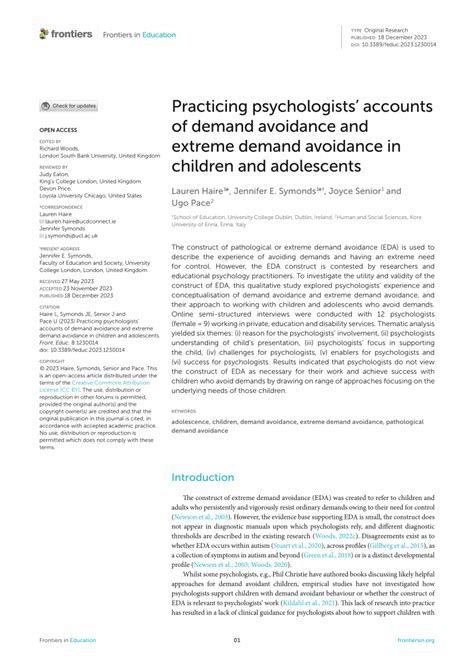Pdf Practicing Psychologists Accounts Of Demand Avoidance And