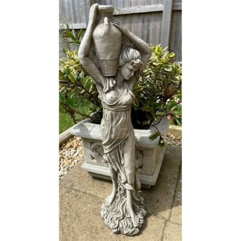 Lady With Wine Jug Stone Garden Statue Outdoor Sculpture Ornament On