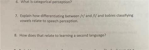 Solved 6 What Is Categorical Perception 7 Explain How
