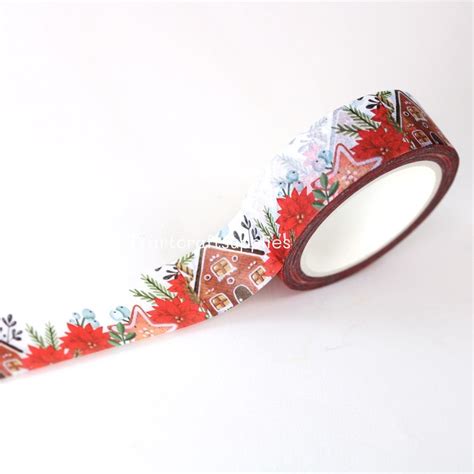 Red Christmas House Washi Tape Roll Gingerbread House Washi Tape