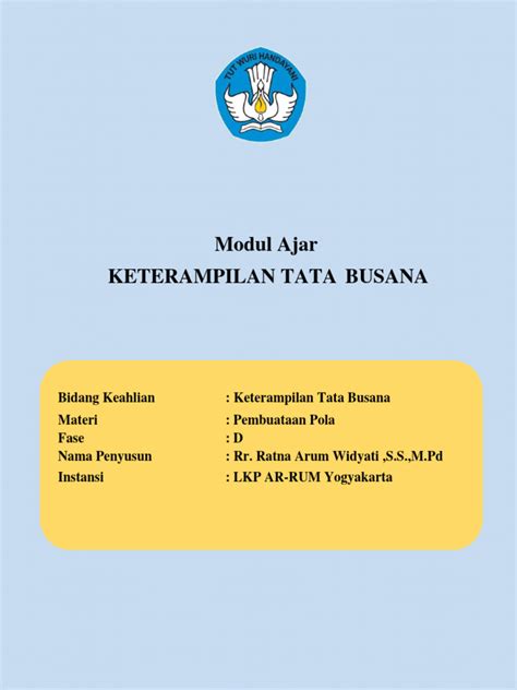 Modul Ajar Keterampilan Tata Busana Pembuatan Pola Fase D Pdf