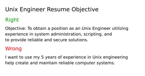 Top 18 Unix Engineer Resume Objective Examples ResumeCat