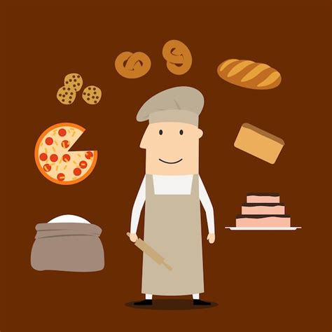 Premium Vector Baker Man With Pastry And Bakery