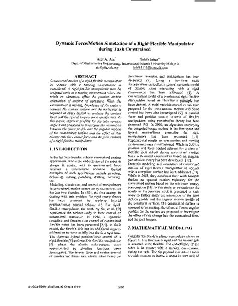 pdf dynamic force motion simulation of a rigid flexible manipulator