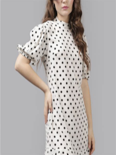 Buy The Roadster Lifestyle Co White Polka Dots Printed High Neck