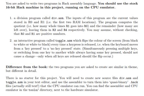 you are asked to write two programs in hack assembly