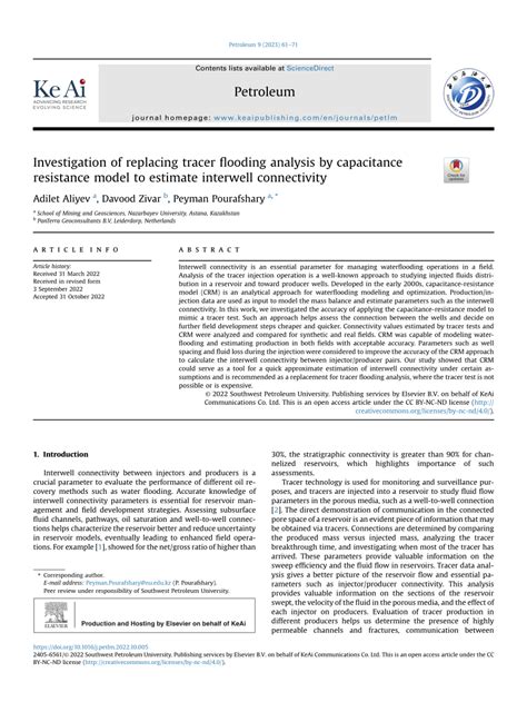 Pdf Investigation Of Replacing Tracer Flooding Analysis By