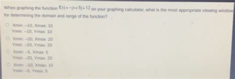 Solved When Graphing The Function Fx X512 On Your Graphing