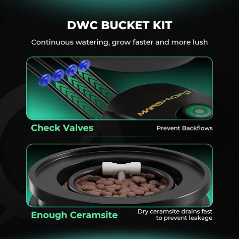 Premium Mars Hydro 5 Gallon Dwc Hydroponic System Kit With 2 Buckets
