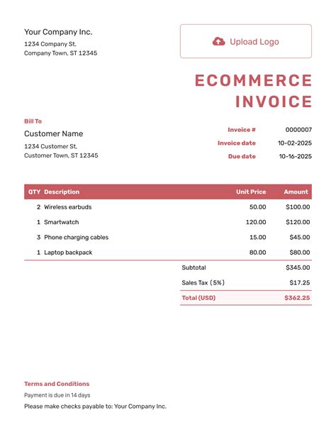 Free Ecommerce Invoice Template Docelf