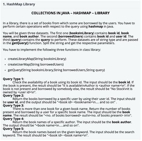 Solved COLLECTIONS IN JAVA HASHMAP LIBRARY In A Library Chegg
