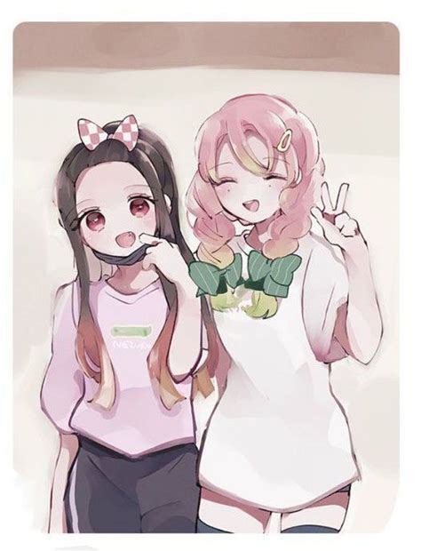 Kamado Nezuko Kanroji Mitsuri Fanart Slayer Anime Cute Couple