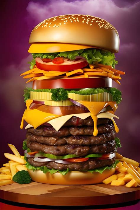 Picture A Larger Than Life Hamburger That Embodies Stock Illustration