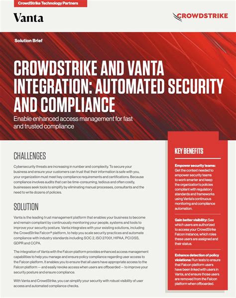 vanta integration automated security and compliance data sheet