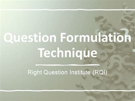 Question Formulation Technique Teaching Resources