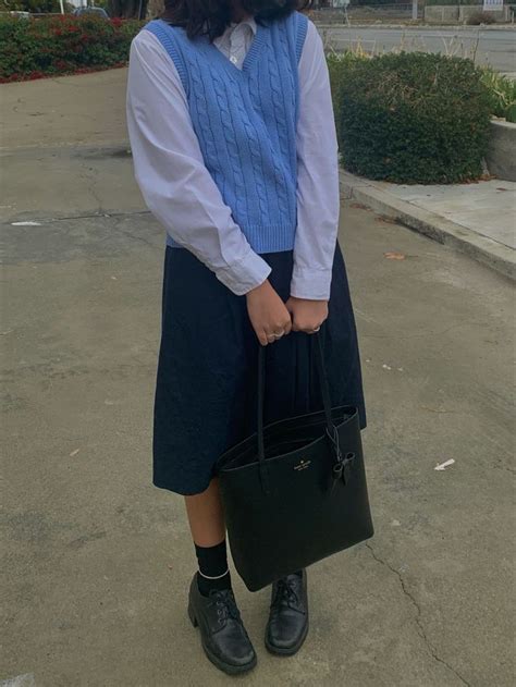 Sweater Vest Long Skirt Outfit Inspo
