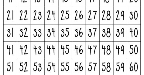 Printable Numbers 1 60 Printable Numbers Free Printable Worksheets