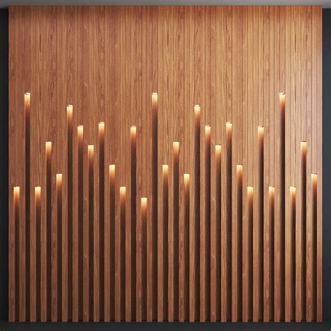 3d Flutted Wall Panel With Lighting 3d Model Cgtrader