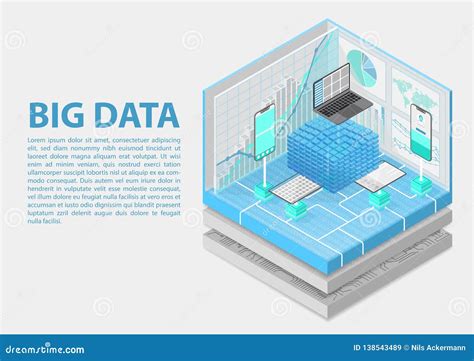 Big Data And Analytics Concept With Digital Data Cube As Isometric
