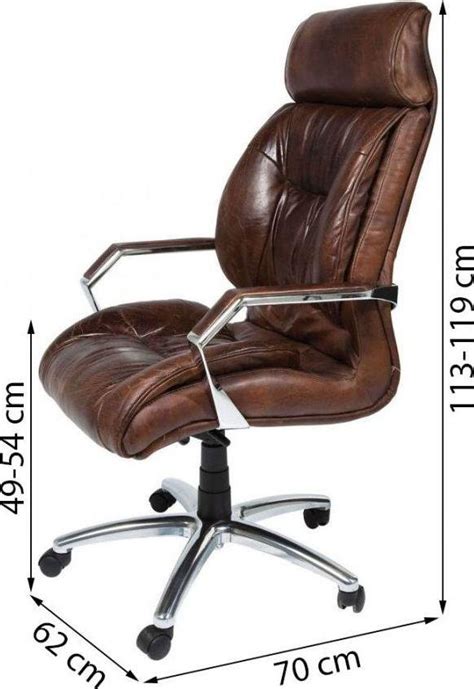 Fotel biurowy ze skóry naturalnej brązowy nogi srebrne Kare Design Meble sklep meble pl
