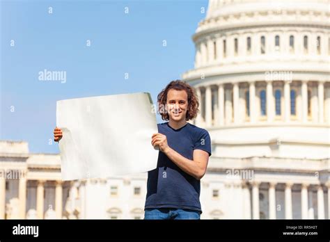 Protester Holding Blank Sign With Copy Space Stock Photo Alamy