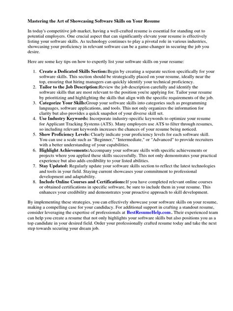 How To List Software Skills On Resume Pdf Résumé Software