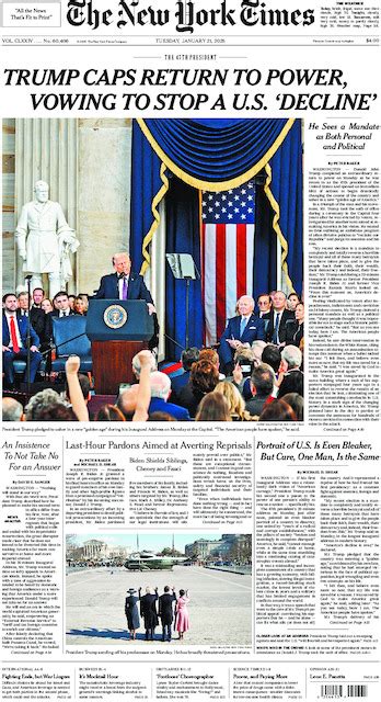 The New York Times International Edition In Print For Wednesday Jan