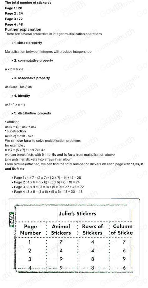 Solved Problem Solving Performance Task Julia Puts Her Stickers Into Arrays In An Album Some