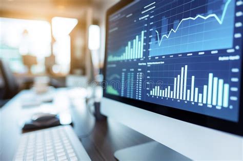 Stylish Workspace With Desktop Computer And Graphs Stock Image Image