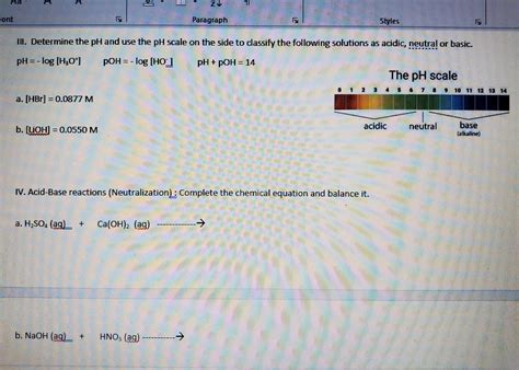 solved a a 51 font paragraph styles iii determine the ph