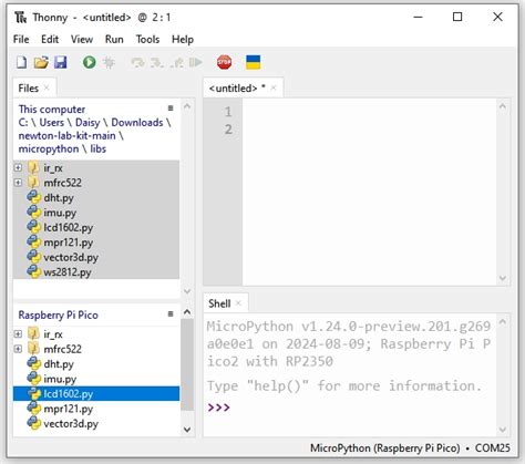 14 コードのダウンロードとアップロード — Sunfounder Newton Lab Kit For Raspberry Pi Pico 2 10 ドキュメント