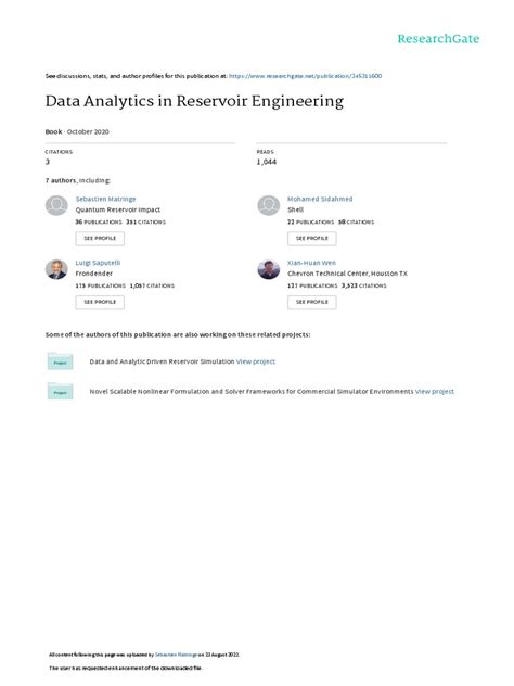 Spe Data Analytics In Reservoir Engineering Pdf Analytics Data