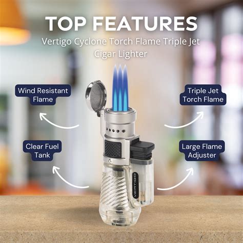 Vertigo Cyclone Torch Flame Triple Jet Cigar Lighter