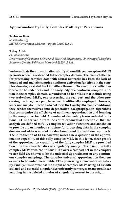 pdf approximation by fully complex multilayer perceptrons