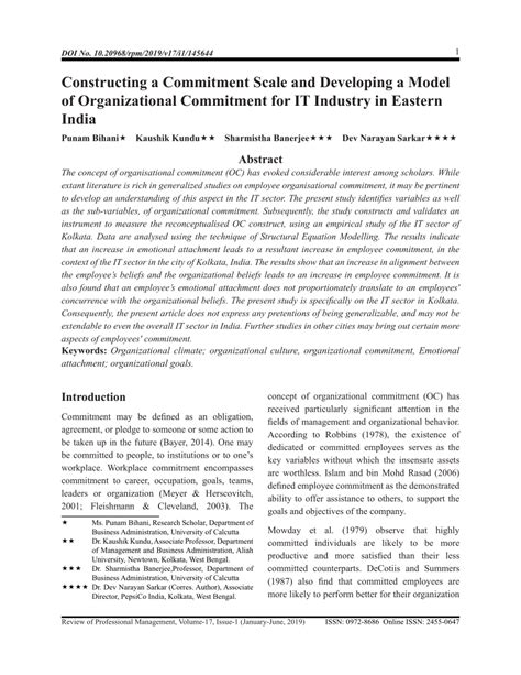 Pdf Constructing A Commitment Scale And Developing A Model Of