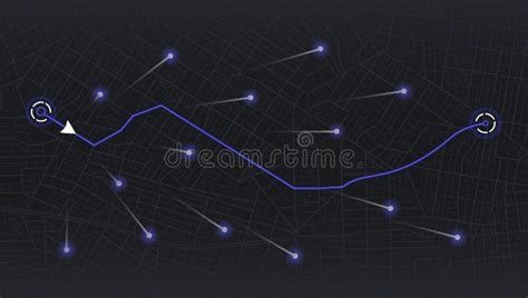 Map City With Gps Pins Street Road Multiple Destinations With