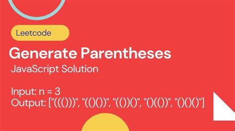 Generate Parentheses Leetcode 22 JavaScript Backtracking YouTube