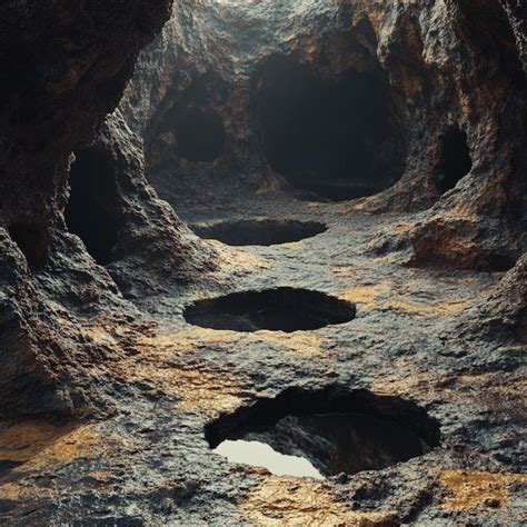A Pit Floor Dabbed With Geothermal Vents Premium Ai Generated Image