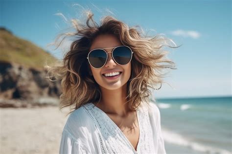 Premium Ai Image Generative Ai Fashionable Woman In Sunglasses