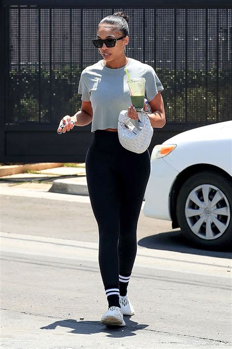 Lori Harvey Rocks Crop Top And Leggings While Leaving Gym Photos