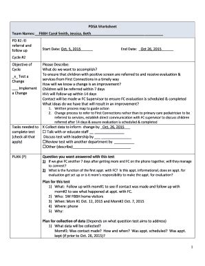 Pdsa Worksheet Examples Fill Online Printable Fillable Blank PdfFiller