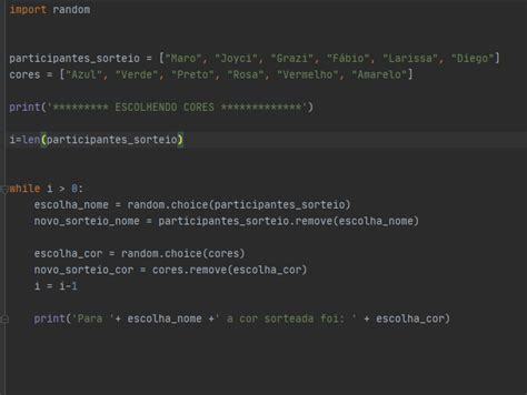 Sorteio De Nomes E Cores — Listas Diferentes Com Python By Joyci Santos Medium